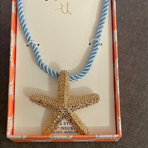 Jewelry | Piper K Gold Starfish Blue Rope Pendant Necklace | Poshmark